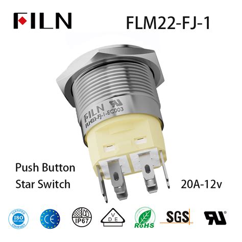 Filn 22mm 12 Volt Push Button Starter Switch Kit