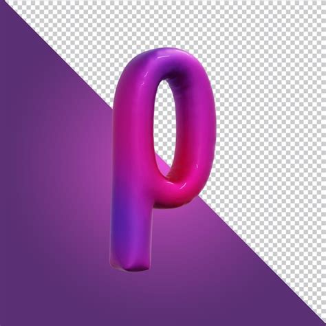 고립 된 알파벳 문자 P의 3d 렌더링 프리미엄 Psd 파일