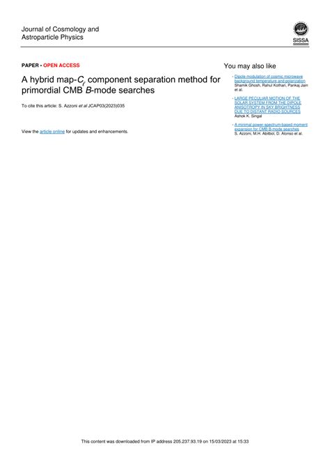 Pdf A Hybrid Map C ℓ Component Separation Method For Primordial Cmb B