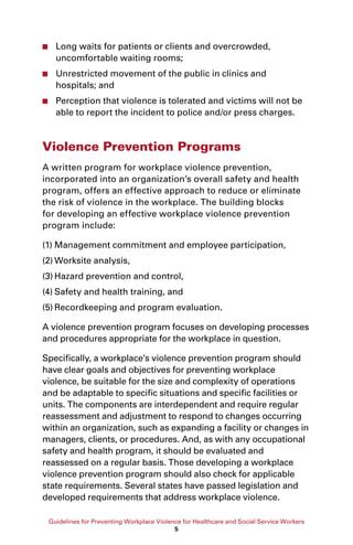 Osha Guidelines To Preventing Workplace Violence Pdf