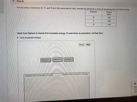 Solved Part B For The Series Of Elements X Y And Z All In