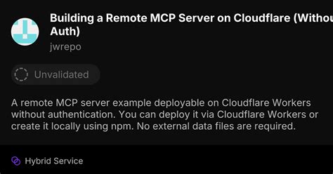 在 Cloudflare 上建立遠端 Mcp 伺服器（無驗證） Mc · Lobehub