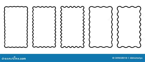 Set Of Rectangle Frames With Wavy Edges Rectangular Shapes With Wiggly Borders Stock Vector