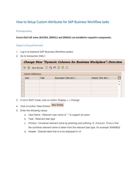 How To Setup Custom Attributes For Sap Business Workflow Tasks Pdf