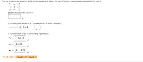 Solved Find The Characteristic Equation And The Eigenvalues