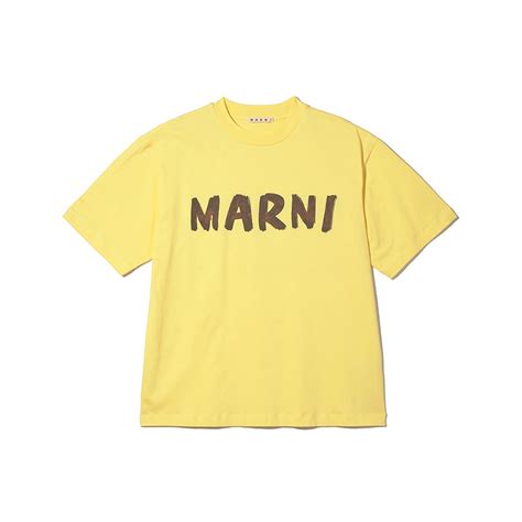 W 마르니 로고 프린트 티셔츠 옐로우브라운 Thjet49ephuscs11 Loy20 감도 깊은 취향 셀렉트샵 29cm