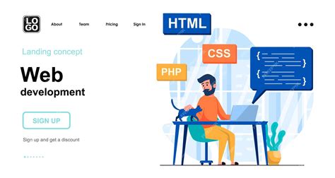 Premium Vector Web Development Landing Page Template