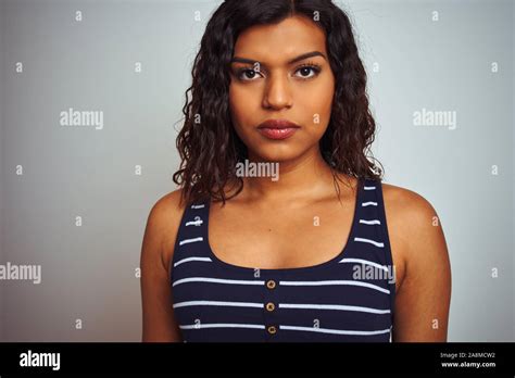 Beautiful Transsexual Transgender Woman Wearing Striped T Shirt Over