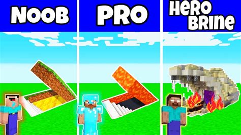 Minecraft Battle Noob Vs Pro Vs Herobrine Underground House Build Challenge Animation Youtube