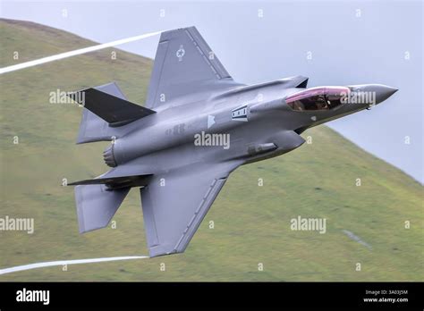 usaf f 35 lightning at the mach loop in wales flying a low level