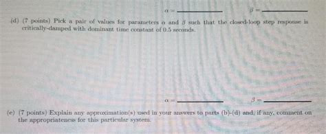 Solved The Continuous Time Linear Time Invariant Feedback