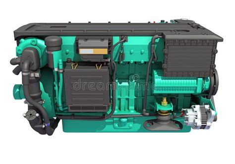 Marine Propulsion Engine For Ships Yachts And Boats 3d Rendering Stock