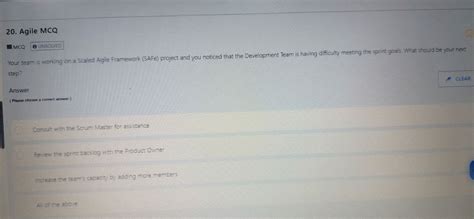 20 Agile MCQ EMCQ UNSOLVED Your Team Is StudyX