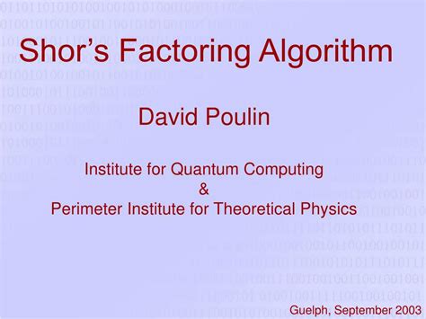 ppt shor s factoring algorithm powerpoint presentation free download