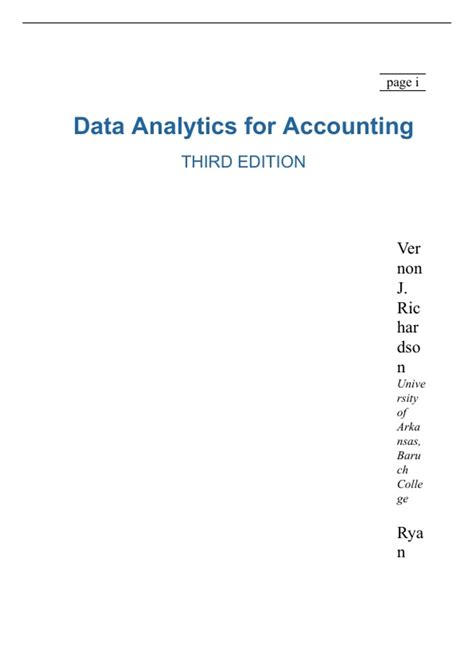 Data Analytics For Accounting Third Edition Richardson Teeter