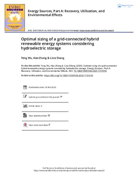 Pdf Optimal Sizing Of A Grid Connected Hybrid Renewable Energy Systems Considering