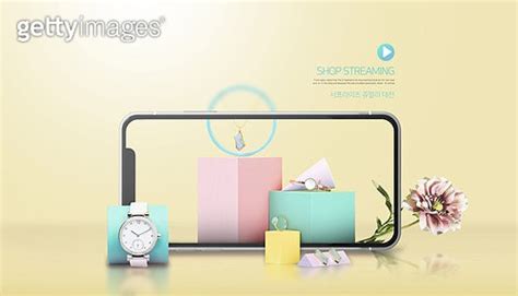 그래픽이미지 합성 숍스트리밍 라이브커머스 마케팅 주제 스마트폰 온라인쇼핑 전자상거래 쇼핑 상업활동 쥬얼리 액세서리 이미지 Jv12079771
