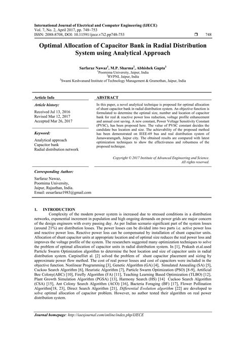 Optimal Allocation Of Capacitor Bank In Radial Distribution System Using Analytical Approach
