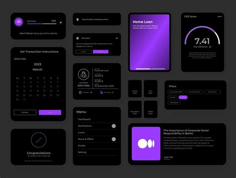 Premium Vector Dark Theme Smart Loan Design Elements Kit For Mobile App Ui Ux Gui Screens Seteps