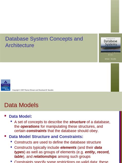 2 Database System Concepts And Architecture Pdf Data Model Databases