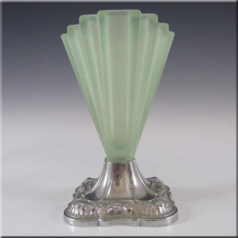 Bagley 334 Art Deco 45 Green Glass And Chrome Grantham Vase Art Deco Glass Art Deco Art