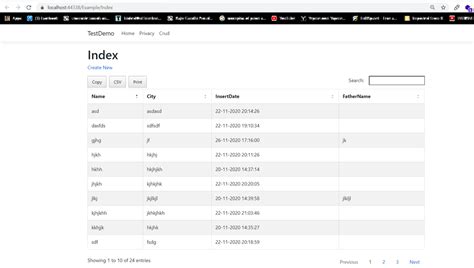 Sort Page Export Data Of HTML Table Using JQuery Datatable In NET Core MVC