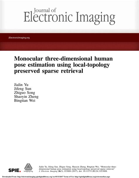 Pdf Monocular Three Dimensional Human Pose Estimation Using Local Topology Preserved Sparse