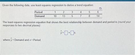 Solved Given The Following Data Use Least Squares Chegg