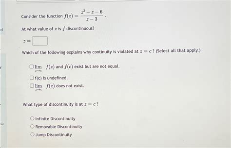 solved consider the function f z z2 z 6z 3 at what value of