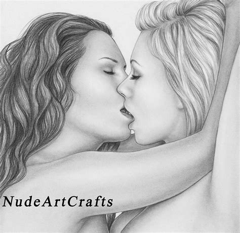 Sapphic Nude Lesbian Art Print Of Original Hand Drawing 261