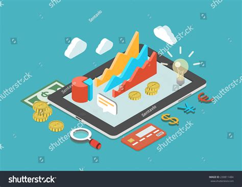 Flat 3d Isometric Mobile Application Business Stock Vector Royalty