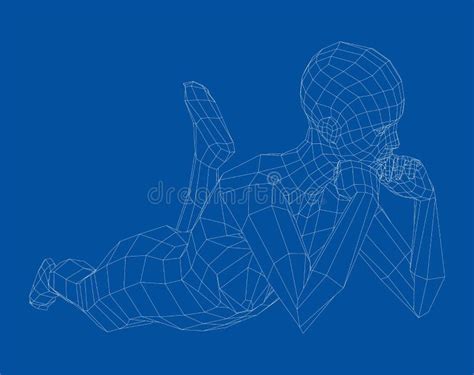 Wireframe Girl Lies In A Pose Vector Stock Vector Illustration Of Sensuality Model