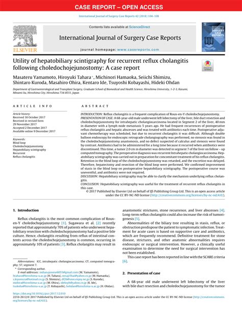 Pdf Utility Of Hepatobiliary Scintigraphy For Recurrent Reflux Cholangitis Following