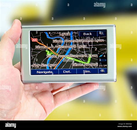 Gps In A Man Hand Find Your Way Stock Photo Alamy
