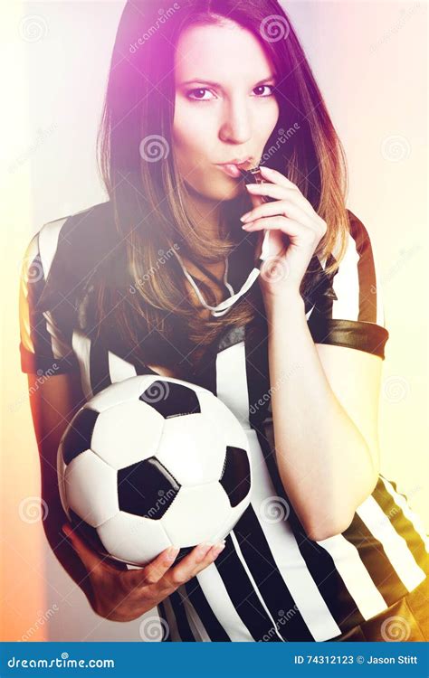 Soccer Referee Girl Stock Image Image Of Adult Foul 74312123