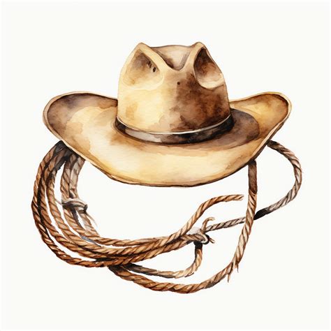 Premium Photo Watercolor Lasso Western Wild West Cowboy Desert
