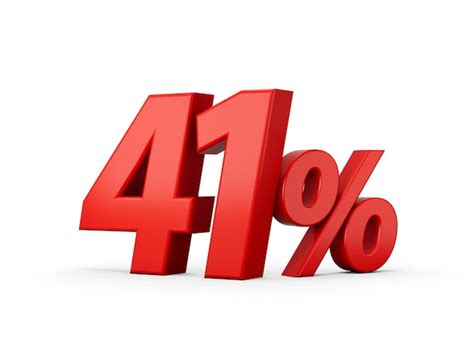 premium photo 3d red 41 forty one percent sign on white background 3d