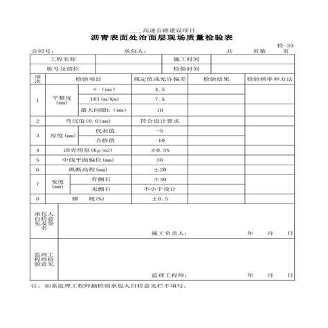 沥青表面处治面层现场质量检验表土木在线