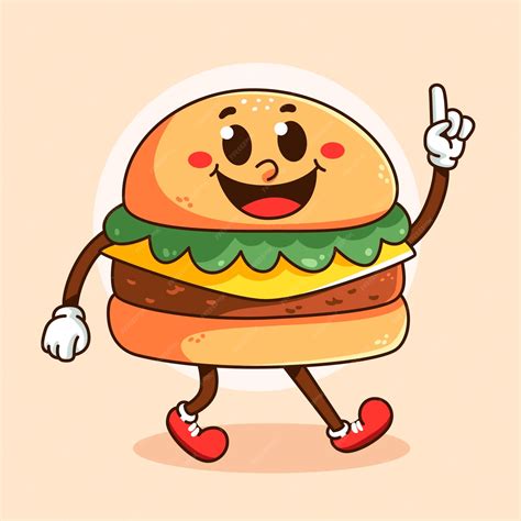 손으로 그린 햄버거 만화 그림 무료 벡터