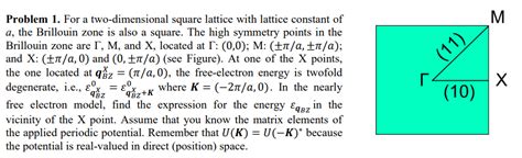 Solved Problem For A Two Dimensional Square Lattice With Chegg