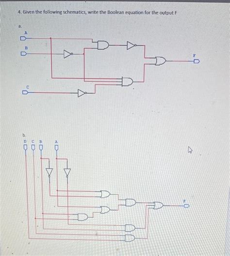 Solved Given The Following Schematics Write The Boolean Chegg
