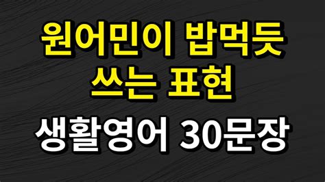 생활영어 35 실생활에서 자주 사용하는 영어문장 30개 쉬운영어 원어민이 자주 쓰는 기초생활영어회화 매일매일영어듣기