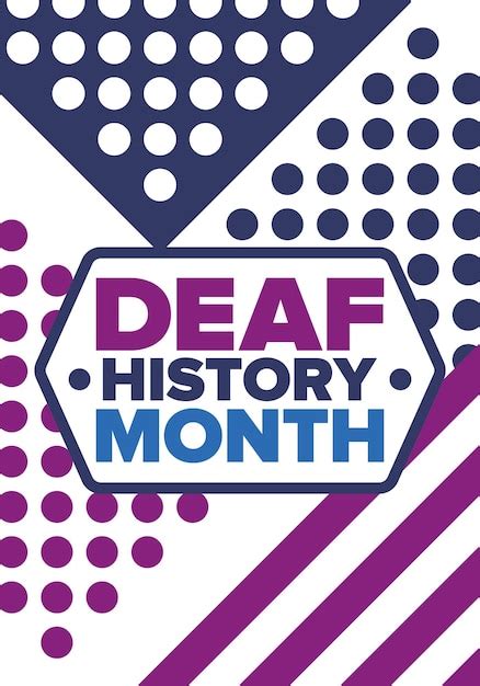 미국 청각장애인 역사의 달 청각 장애인 및 청각 장애인의 터 일러스트레이션 프리미엄 벡터