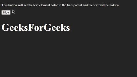 Different Ways To Hide Elements Using Css Geeksforgeeks