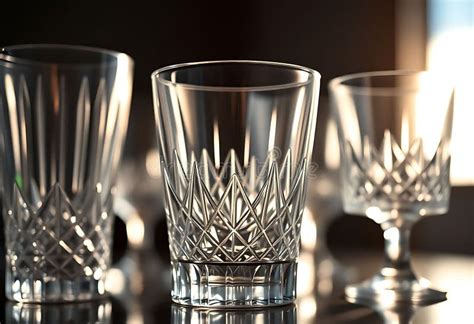 Close Up Of Three Glasses On A Table Stock Illustration Illustration