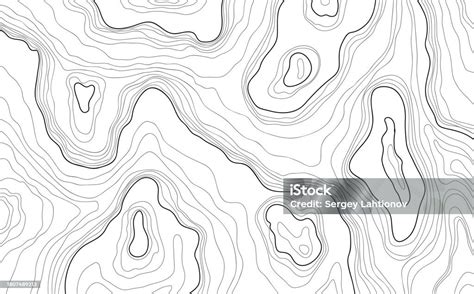 지형도 배경 그림 와 윤곽선 배경 디자인 요소는 얇은 물결 모양의 선입니다 배경에 대한 추상적인 개념 이미지입니다 산의 등고선 구호 벡터에 대한 스톡 벡터 아트 및 기타