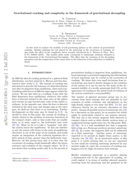 Pdf Gravitational Cracking And Complexity In The Framework Of Gravitational Decoupling