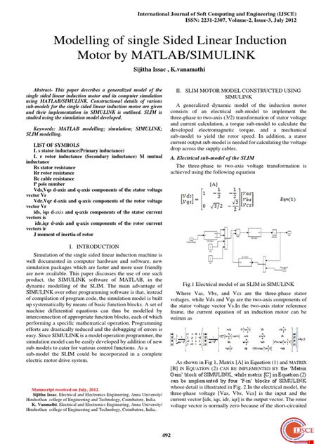 Modelling Of Single Sided Linear Induction Motor By Matlabsimulink