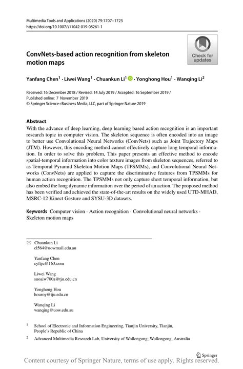 Convnets Based Action Recognition From Skeleton Motion Maps Request Pdf
