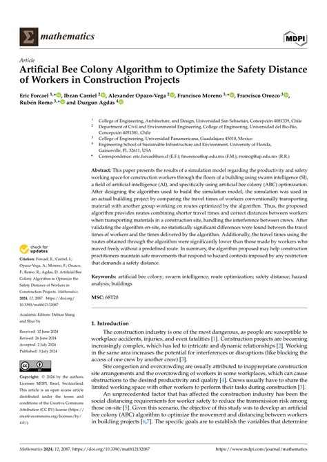 pdf artificial bee colony algorithm to optimize the safety distance